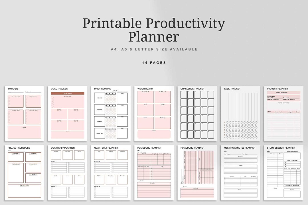 Printable Productivity Planner Template, to Do Daily Weekly Quarterly ...