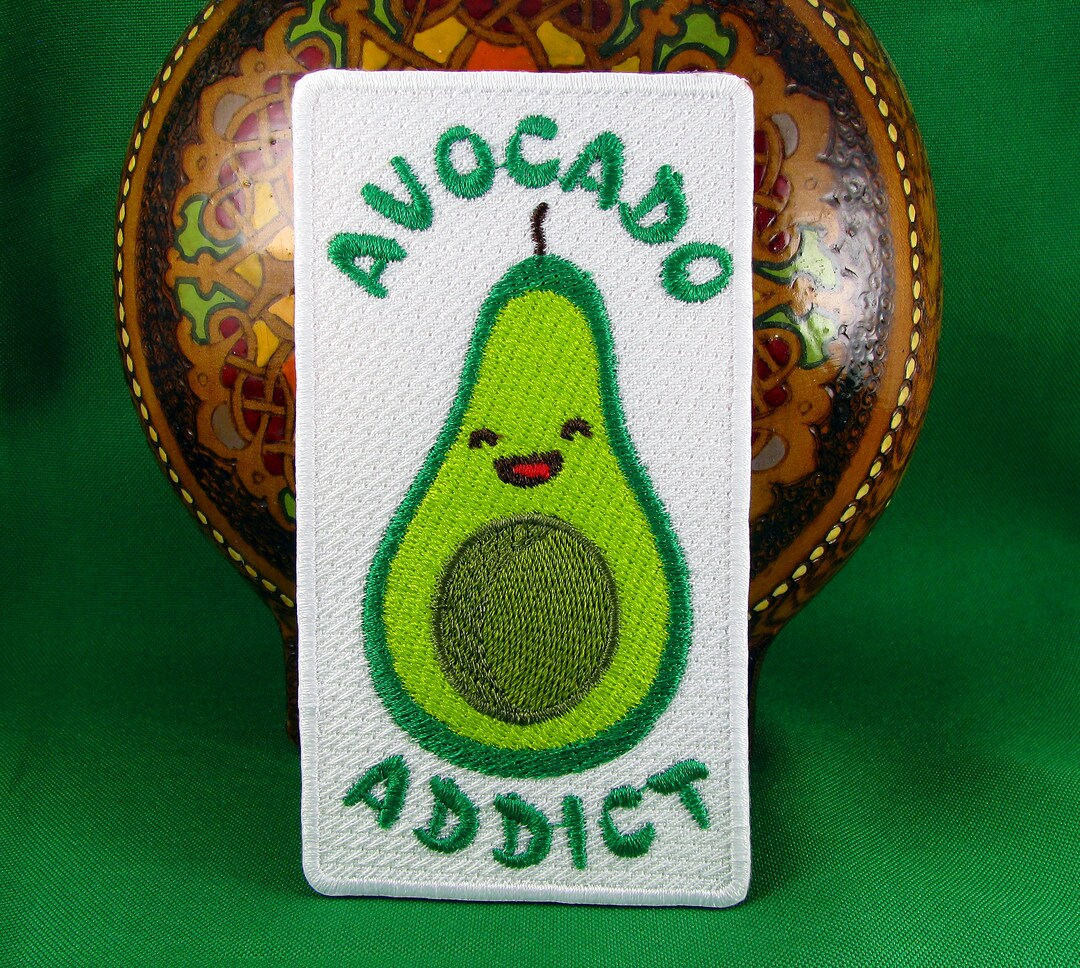 Avocado Addict Embroidered Patch Iron-on. Cute Vegan Emblem :) Size 2.8" X 2". - Etsy