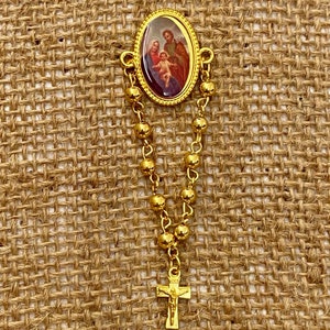Brooch or Religious Pin / Golden Rosary Pin / Catholic Jewelry - Etsy