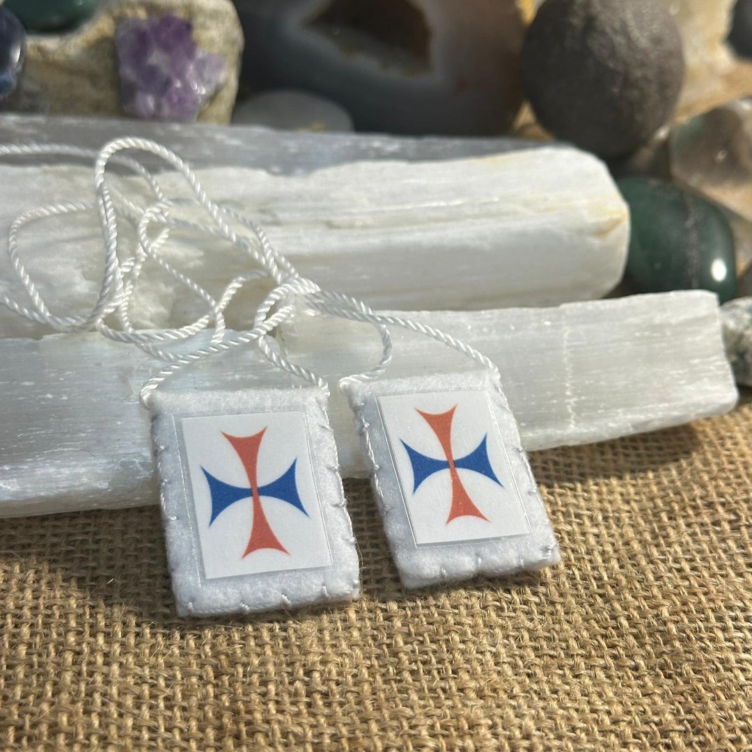 Scapular to the Holy Trinity / White Catholic Scapular / Necklace for ...