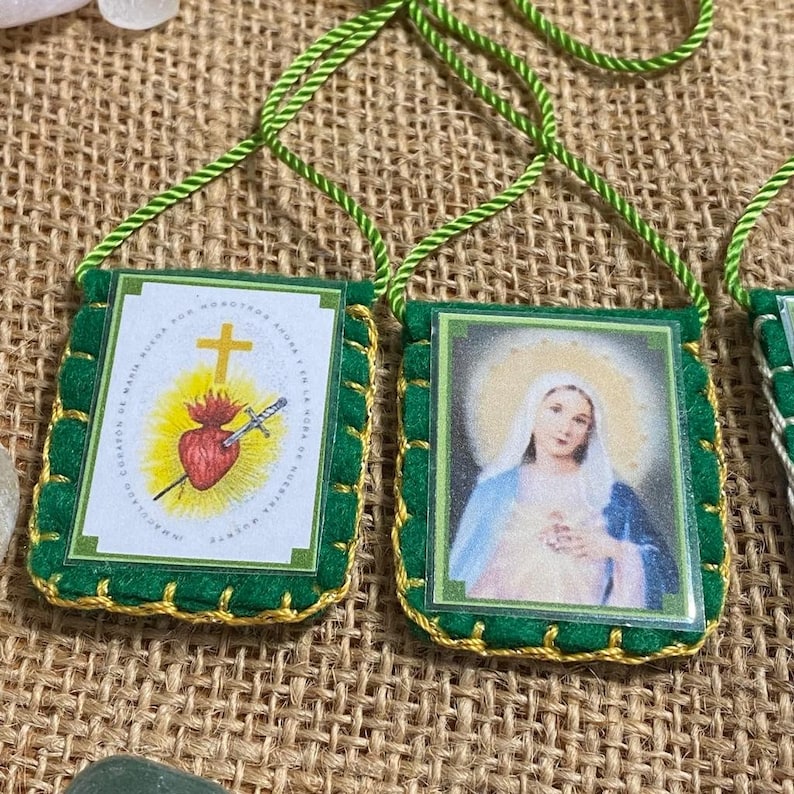 Green Scapular to the Immaculate Heart of Mary / Catholic - Etsy