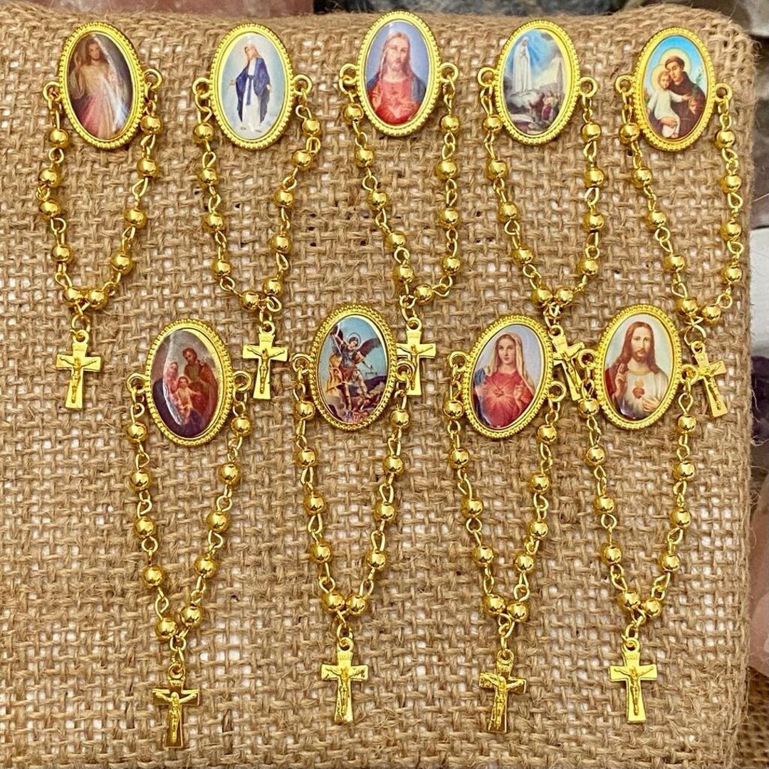 Brooch or Religious Pin / Golden Rosary Pin / Catholic Jewelry / Saint ...
