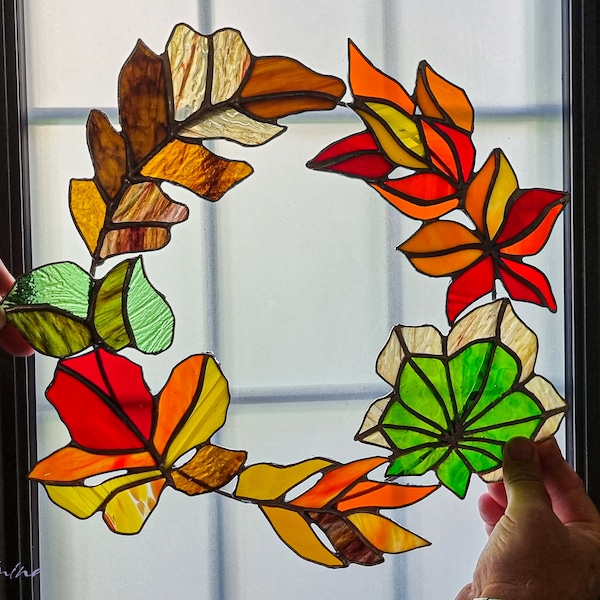 Stained Glass Autumn Wreath - Etsy