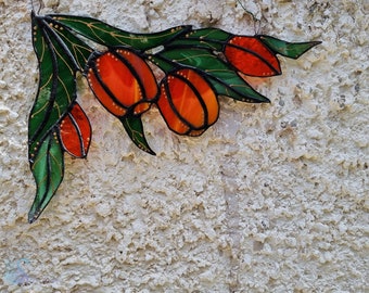 Stained Glass Corner Panel • Seagrass • Abstract Corner Window Panel ...