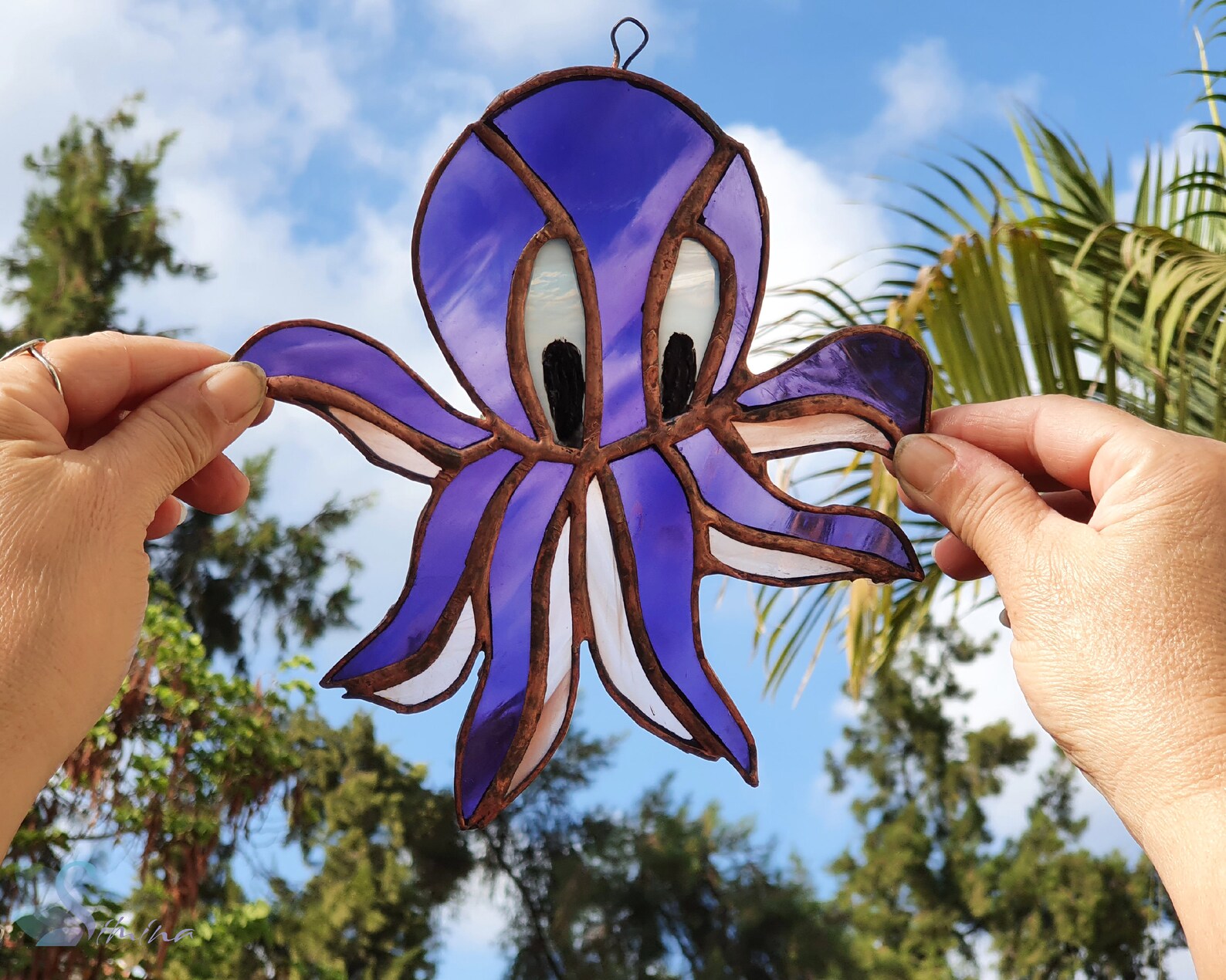 Stained Glass Cute Octopus, Suncatcher Colorful, Stained Glass, Vitrail ...