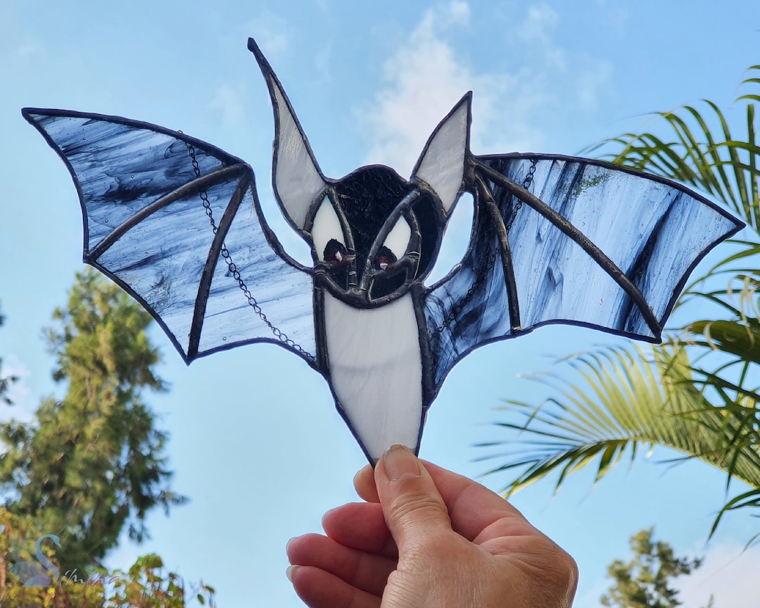 Stained Glass Big Bat Halloween, Suncatcher Colorful, Stained Glass ...