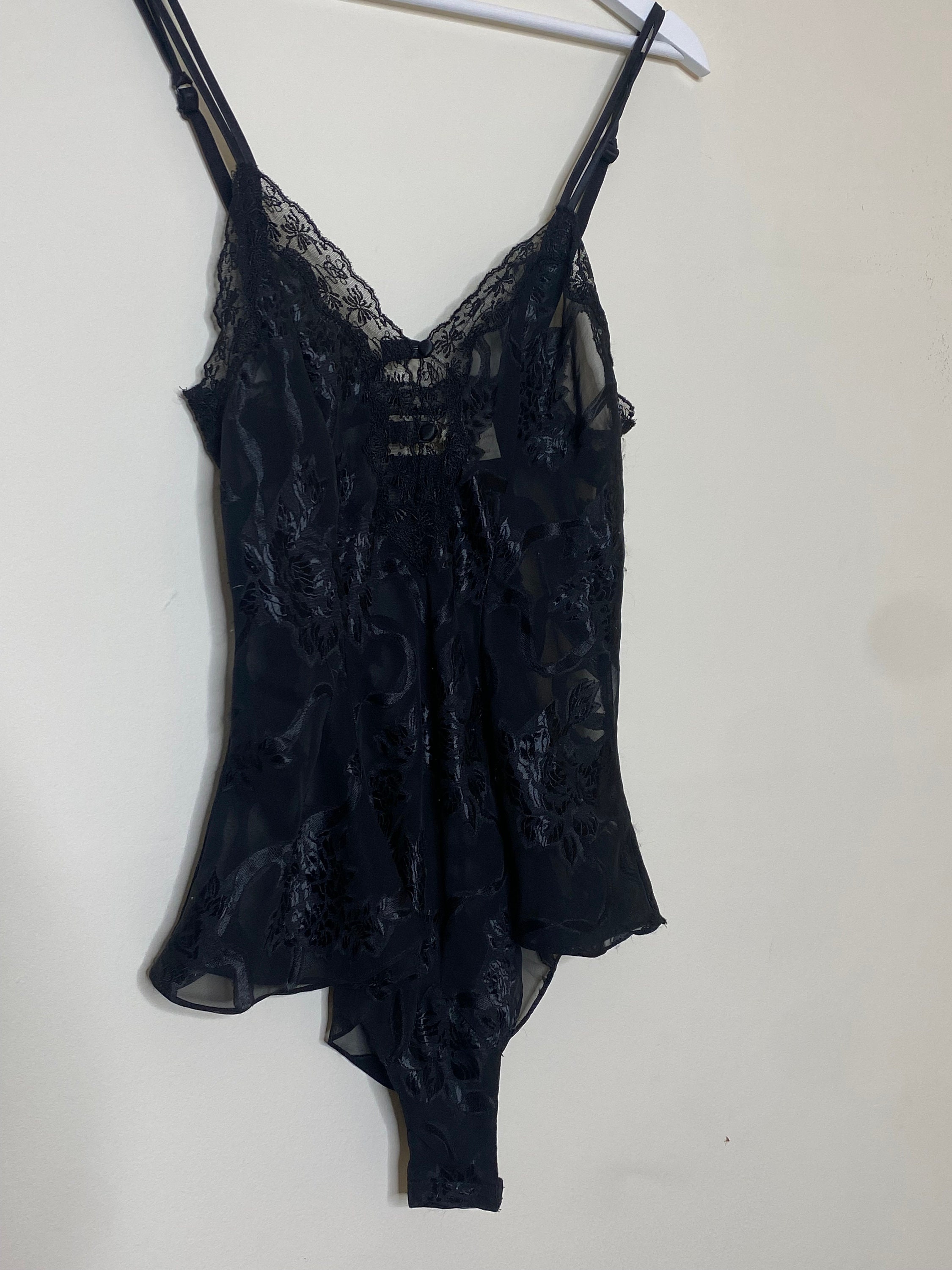 Vintage 90s Victorias Secret Black Lace Silk Teddy Onesie - Etsy