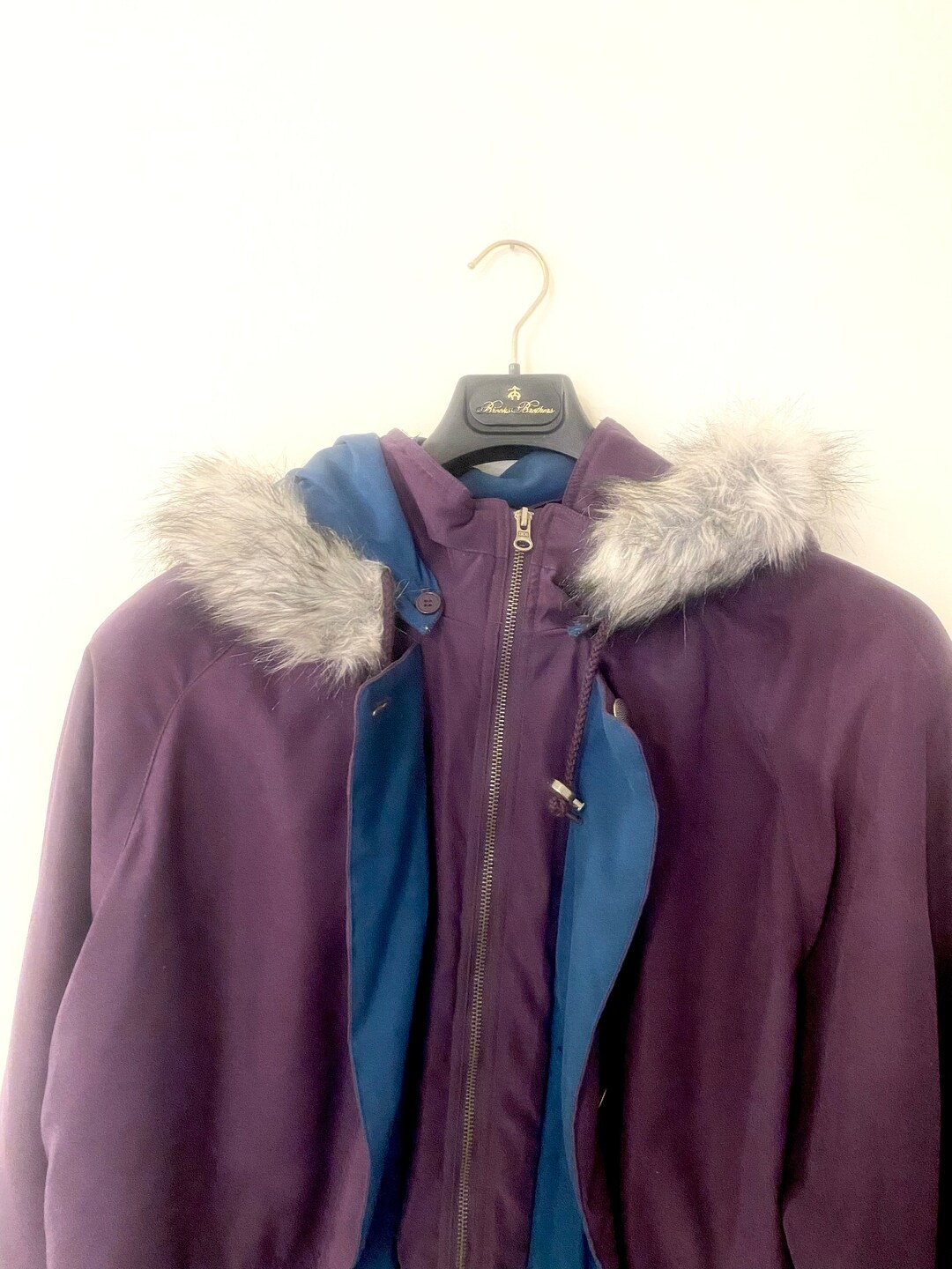 Vintage Deep Purple Down Jacket Faux Fur Trim - Etsy