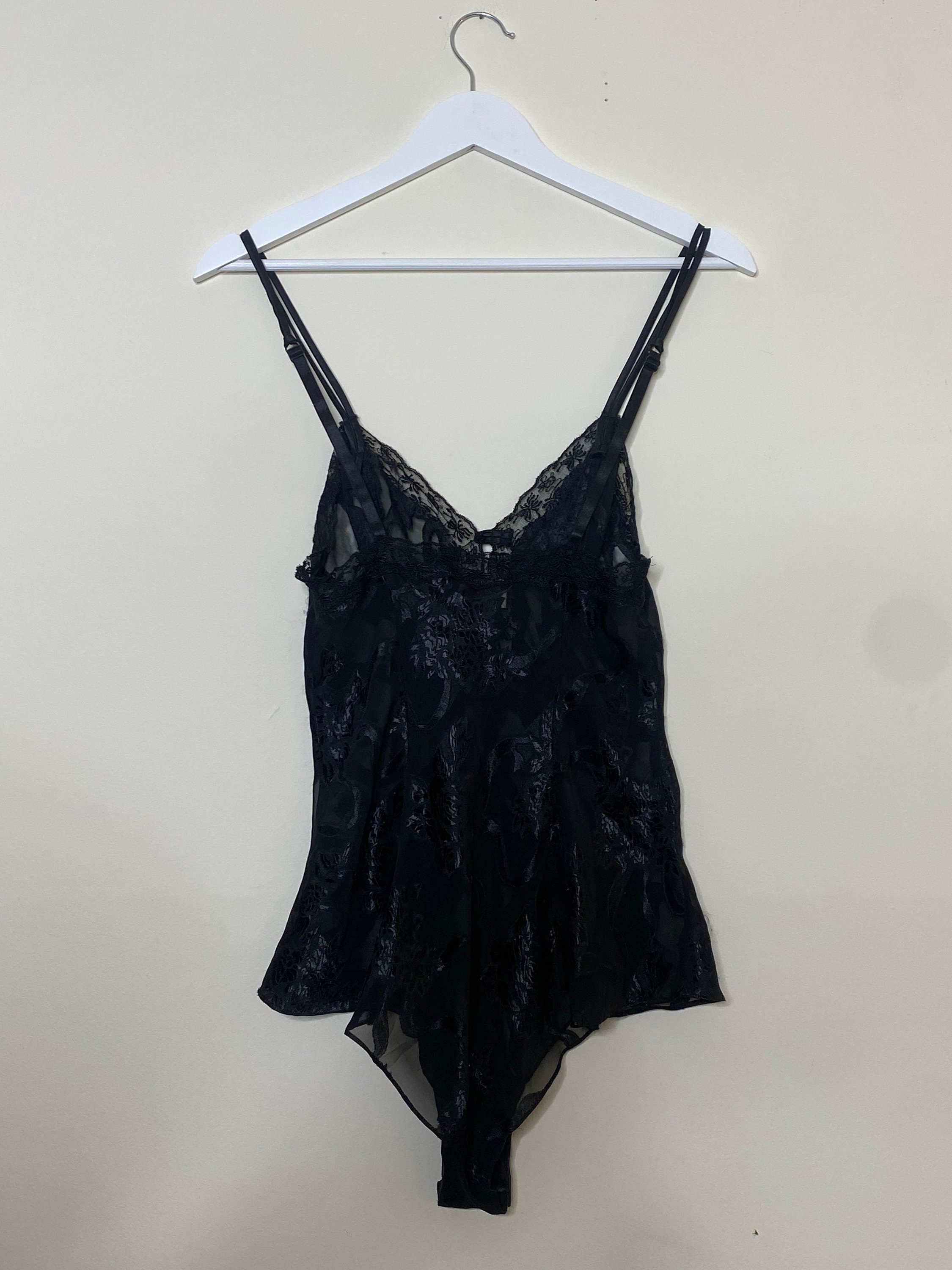 Vintage 90s Victorias Secret Black Lace Silk Teddy Onesie - Etsy