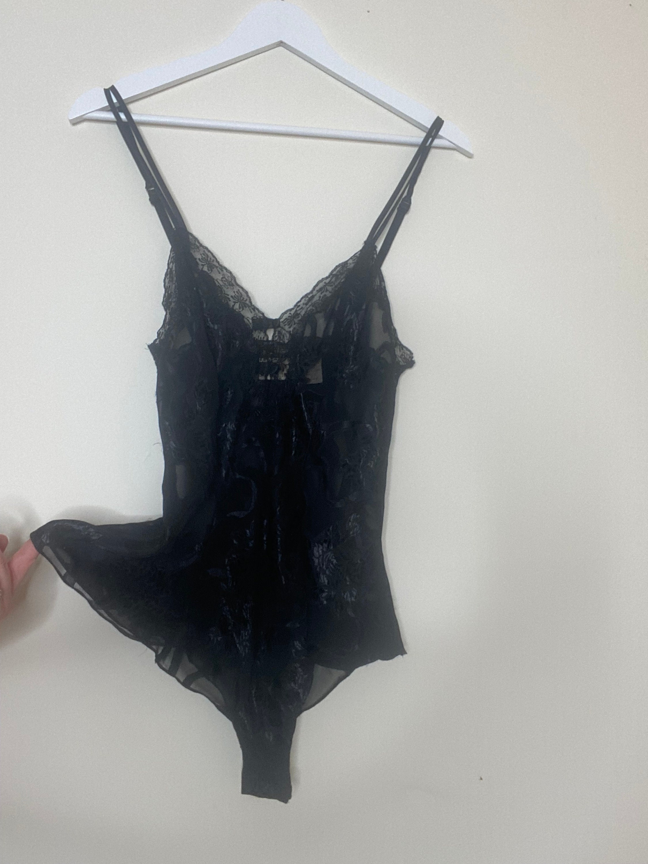 Vintage 90s Victorias Secret Black Lace Silk Teddy Onesie - Etsy