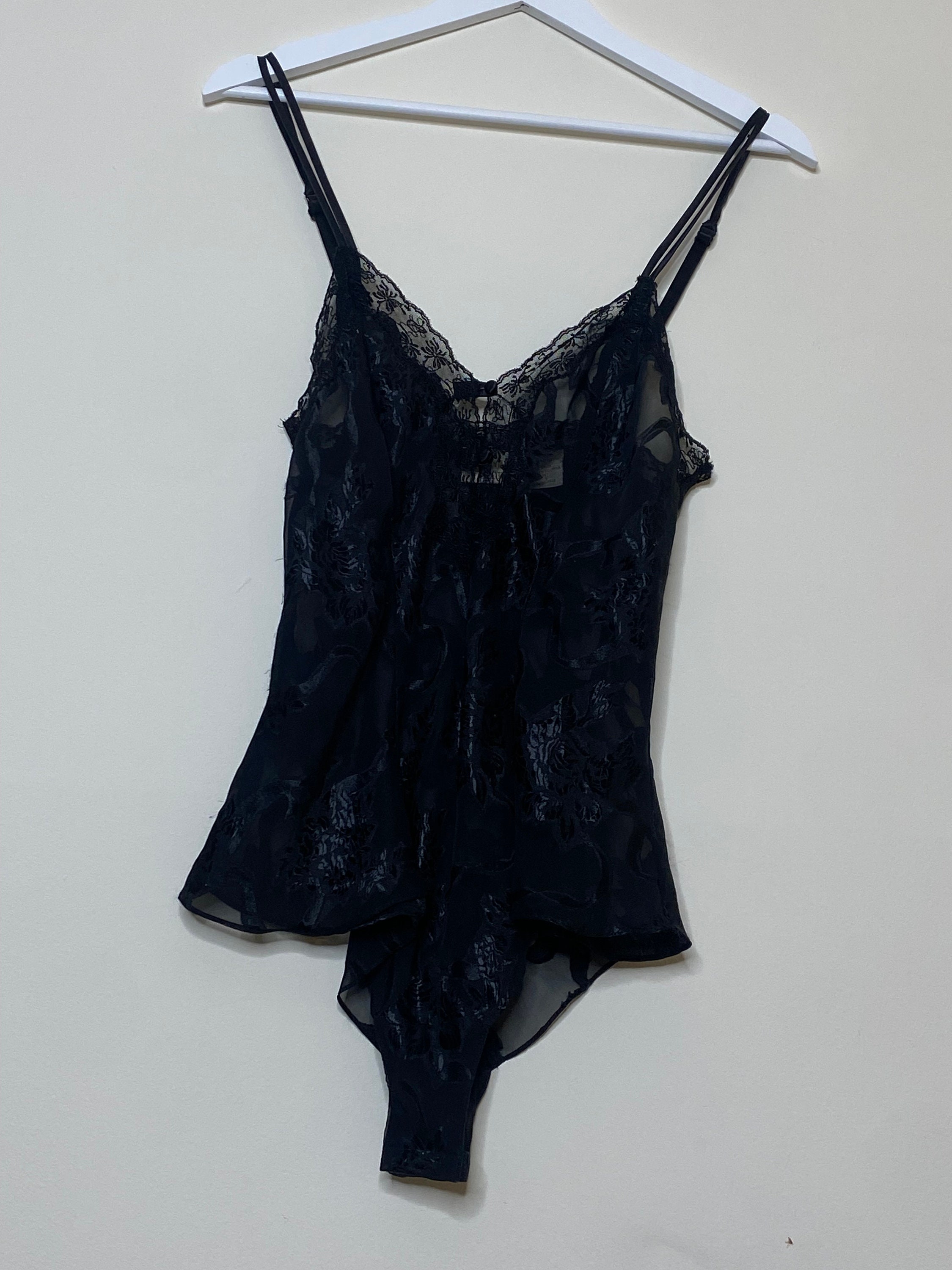Vintage 90s Victorias Secret Black Lace Silk Teddy Onesie - Etsy