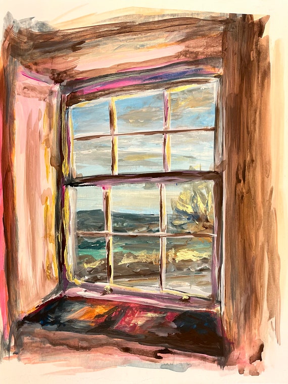 Art & Collectibles Giclée Landscape Window View Art Painting Print etna ...