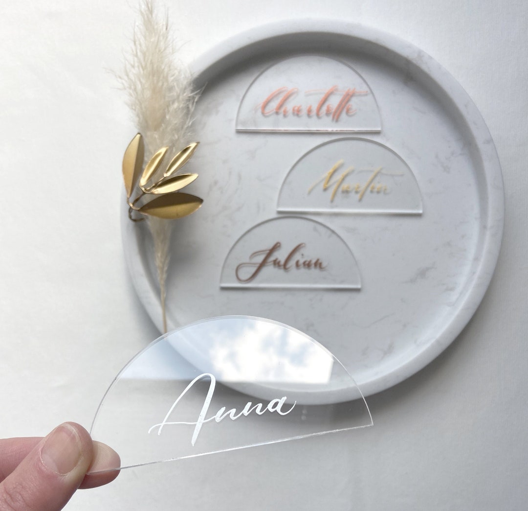 Place Cards Acrylic Calligraphy Semicircle - Individually Personalized ...