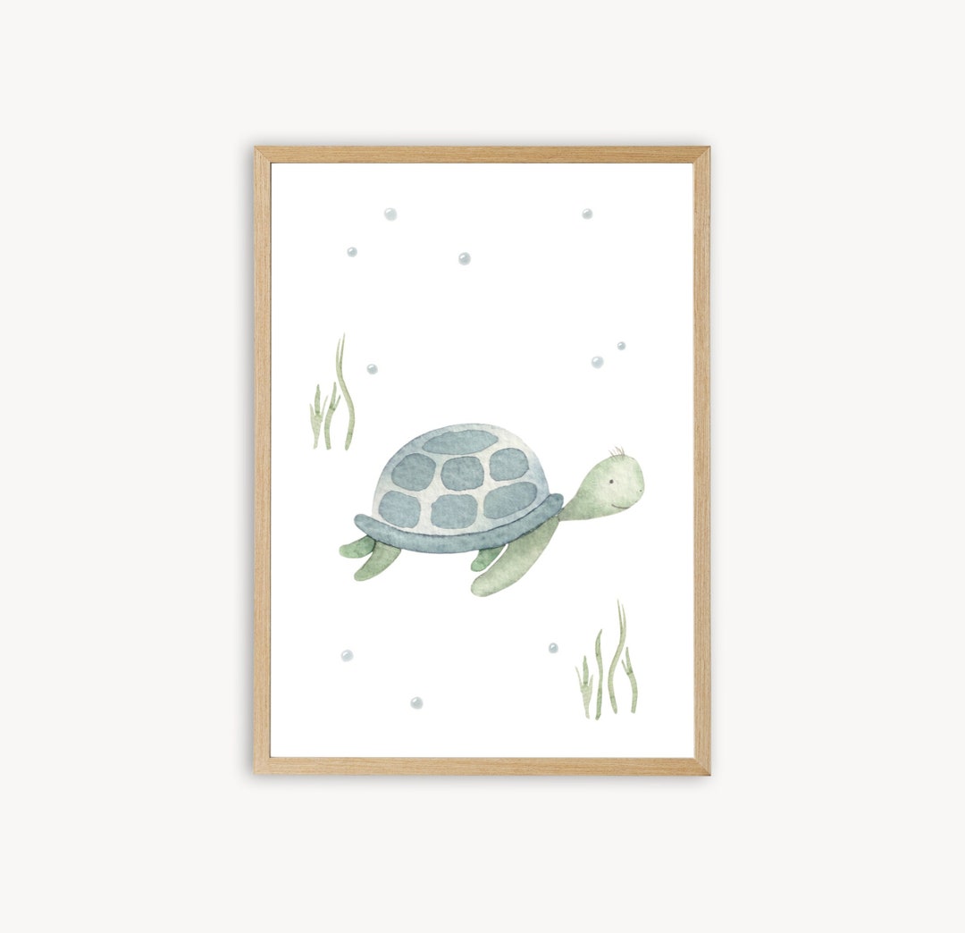 Poster Schildkröte Meer A4 Kinderposter Kinderbild Kinderzimmer Poster ...