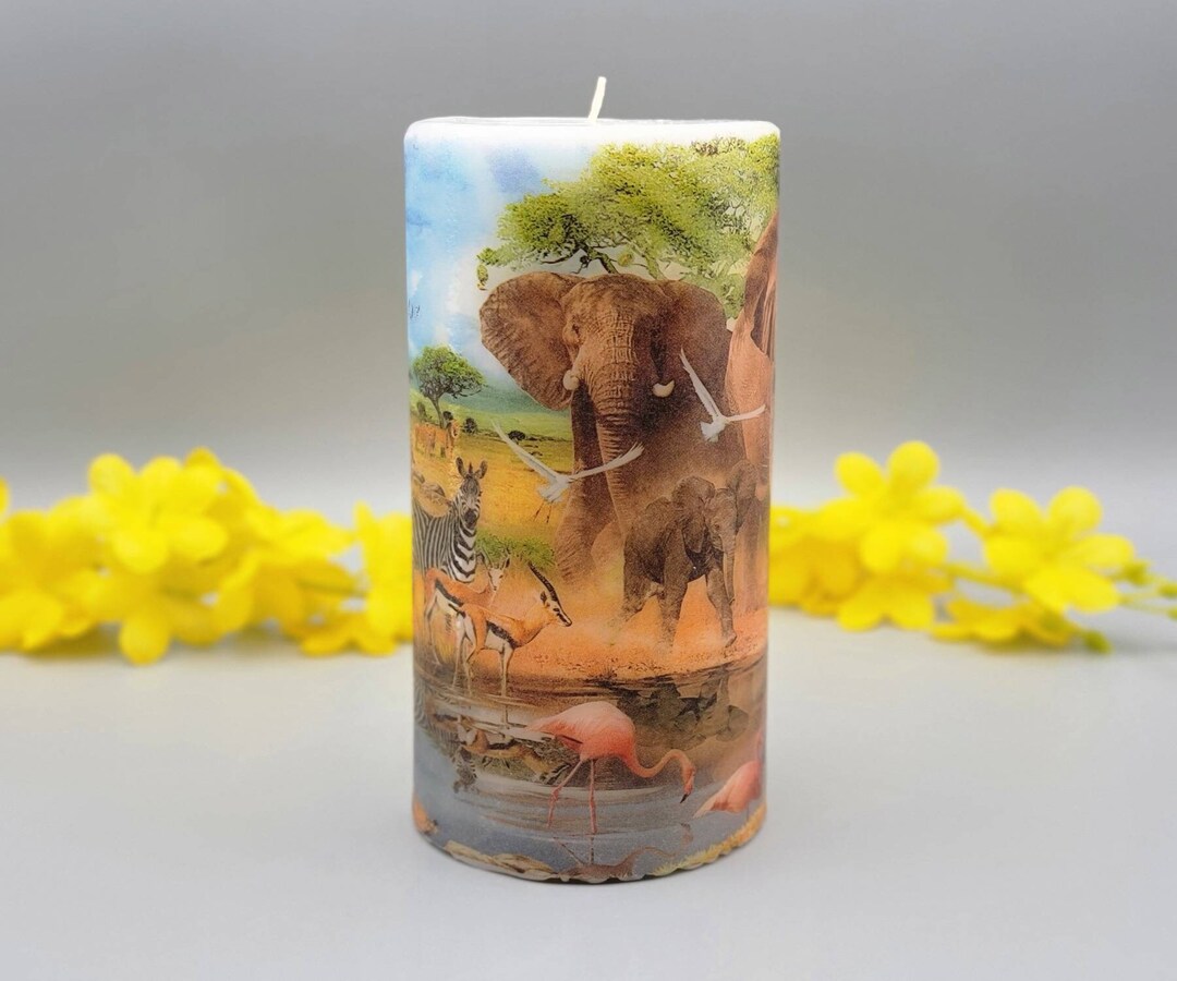 Decorative Pillar Candle, Safari Candle, Animal Candle, African Candle ...