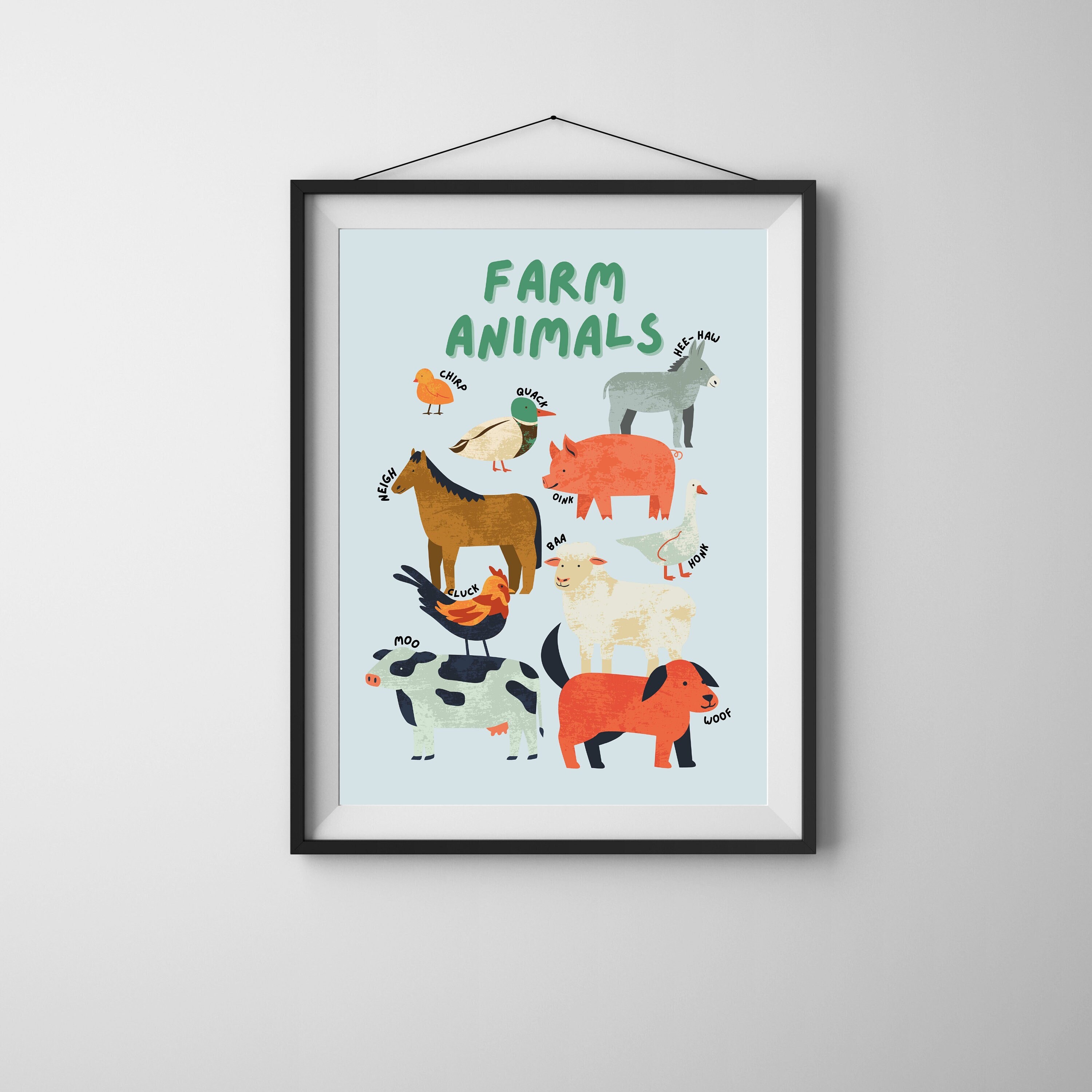 Farm Animal Illustration Print Farm Nursery Wall Art, Farm Animals ...