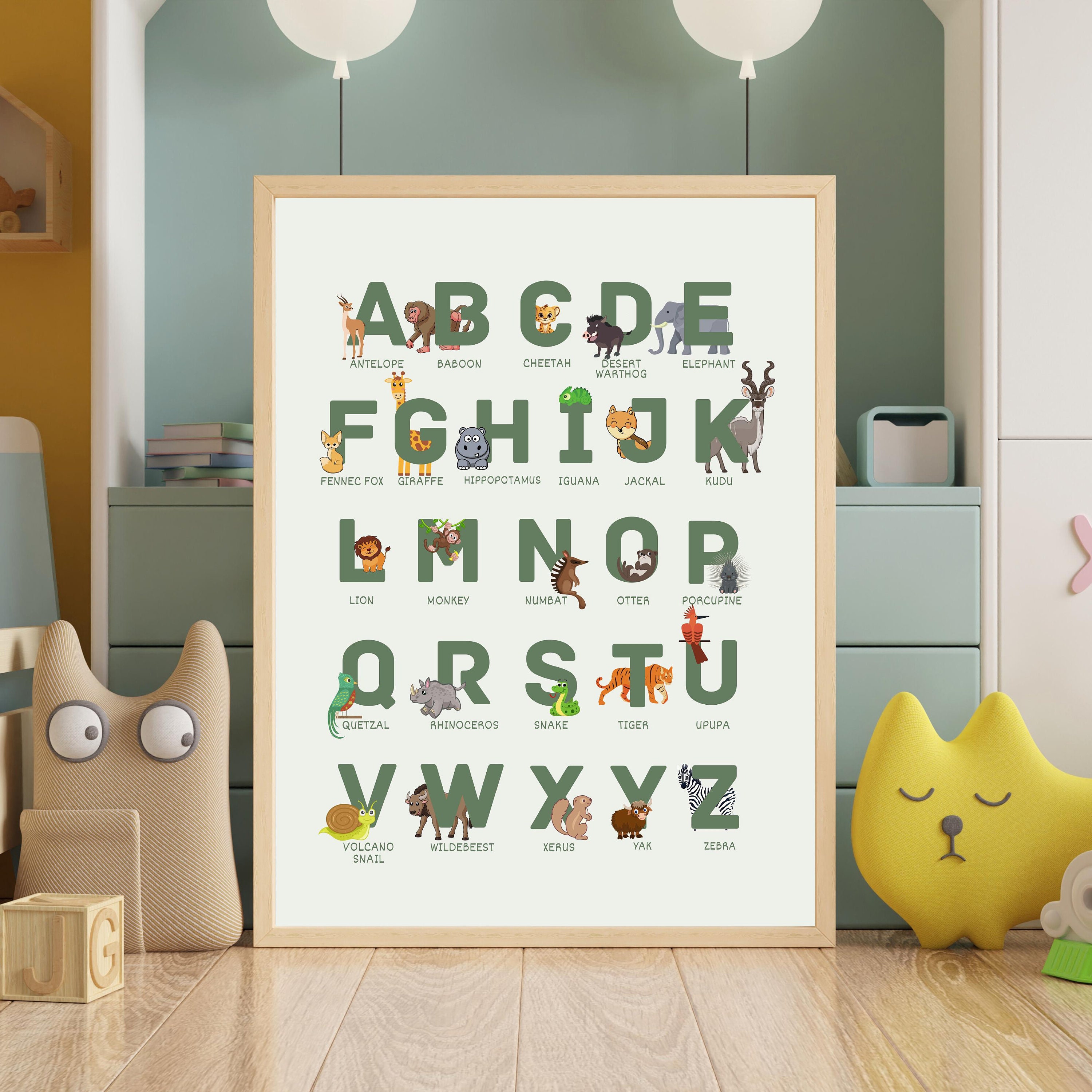 Digital Safari Animal Alphabet Print, Safari Animal Print, Jungle ...