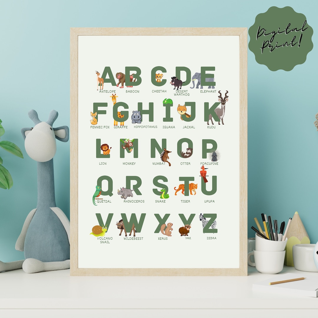 Digital Safari Animal Alphabet Print, Safari Animal Print, Jungle ...