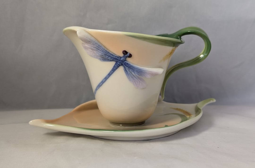 Collectable Franz Porcelain Dragonfly Cup & Saucer Set - Etsy