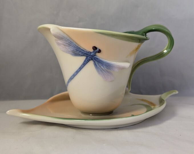 Collectable Franz Porcelain Dragonfly Cup & Saucer Set - Etsy