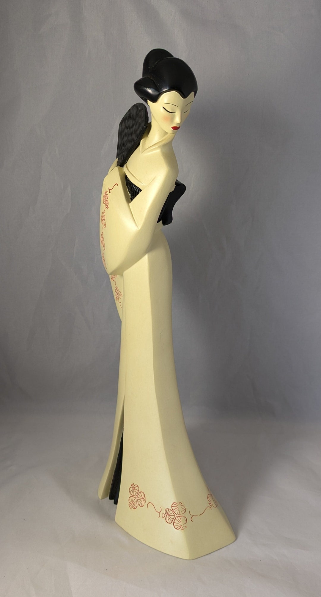Vintage Collectable Artforum Figure "water Lily" - Cream Ceramic Geisha ...