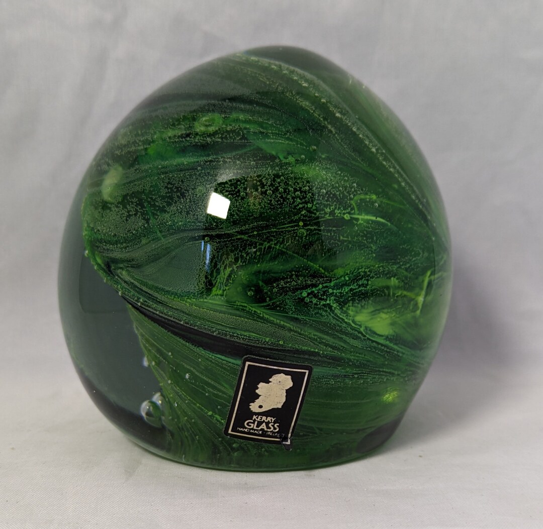 Collectable Kerry Glass Emerald Green Paperweight - Etsy