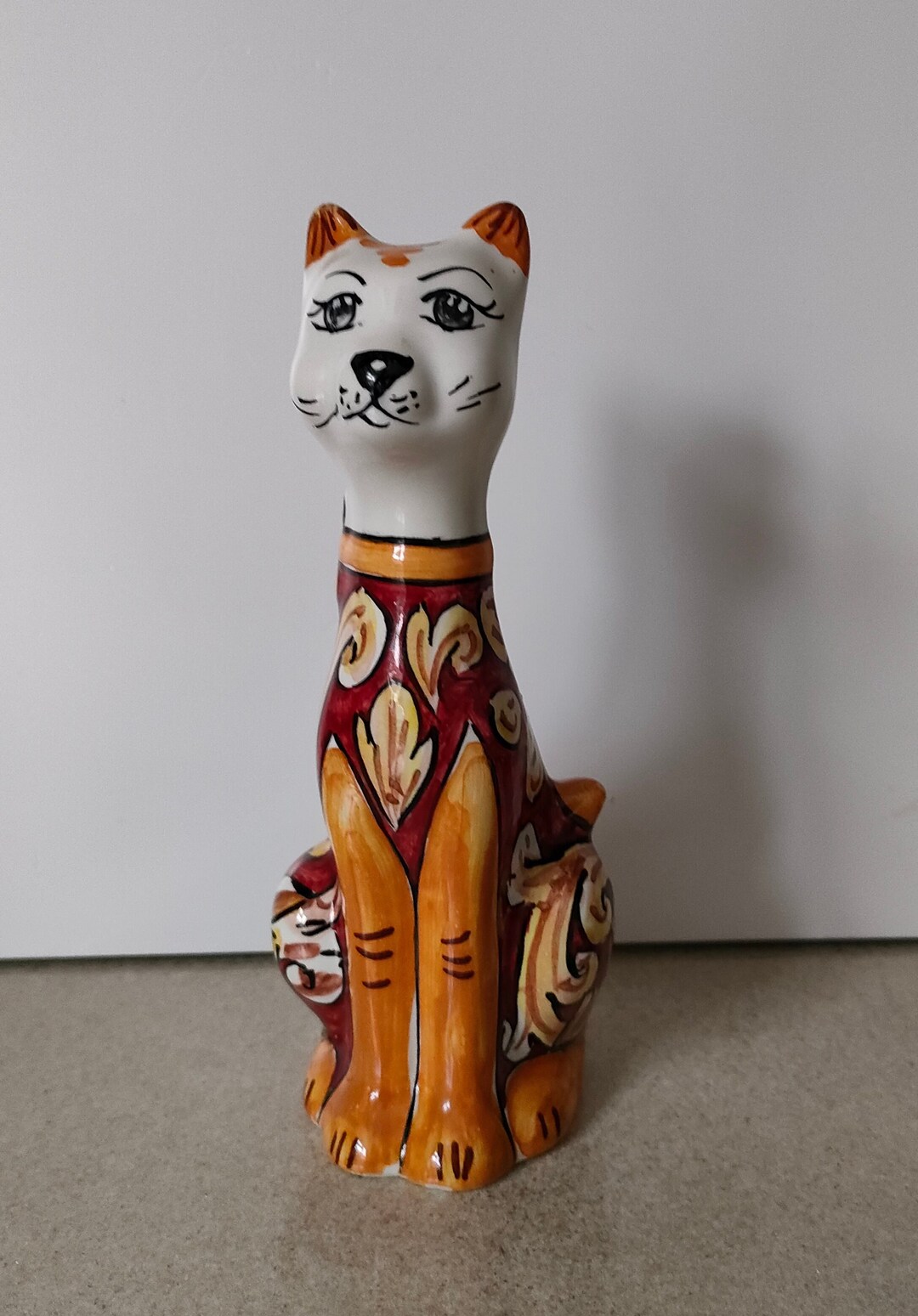 Vintage Collectable Studio Pottery Cat - Floral Pattern - Possibly by ...