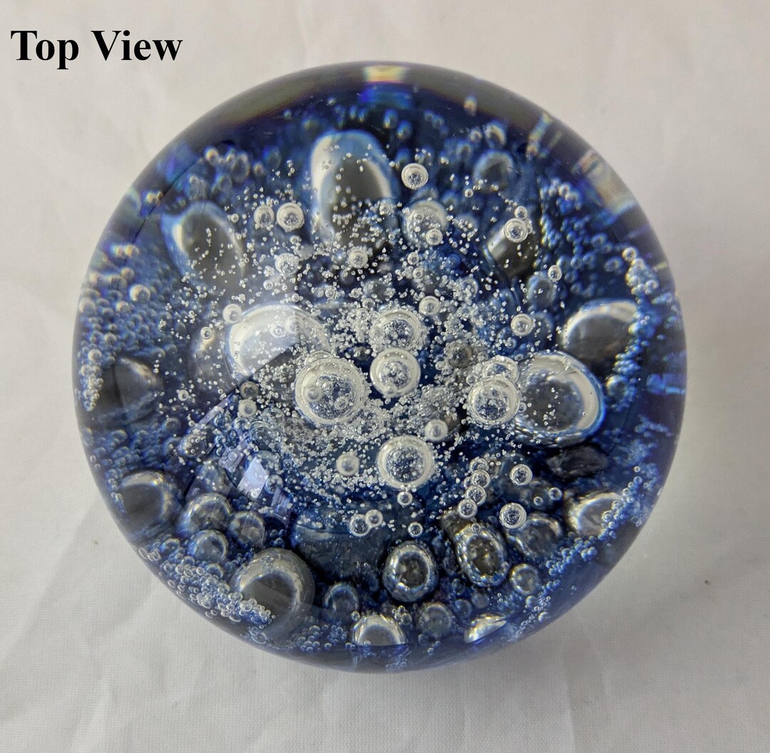 Vintage Collectable Selkirk Glass Spherical Paperweight - "ice Mist ...