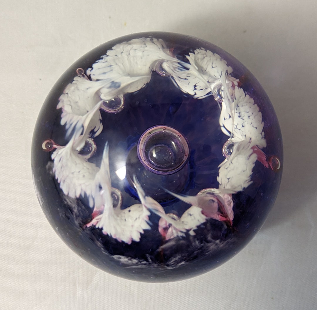 Vintage Caithness Collectable Glass Paperweight - Blue Splash - Signed ...
