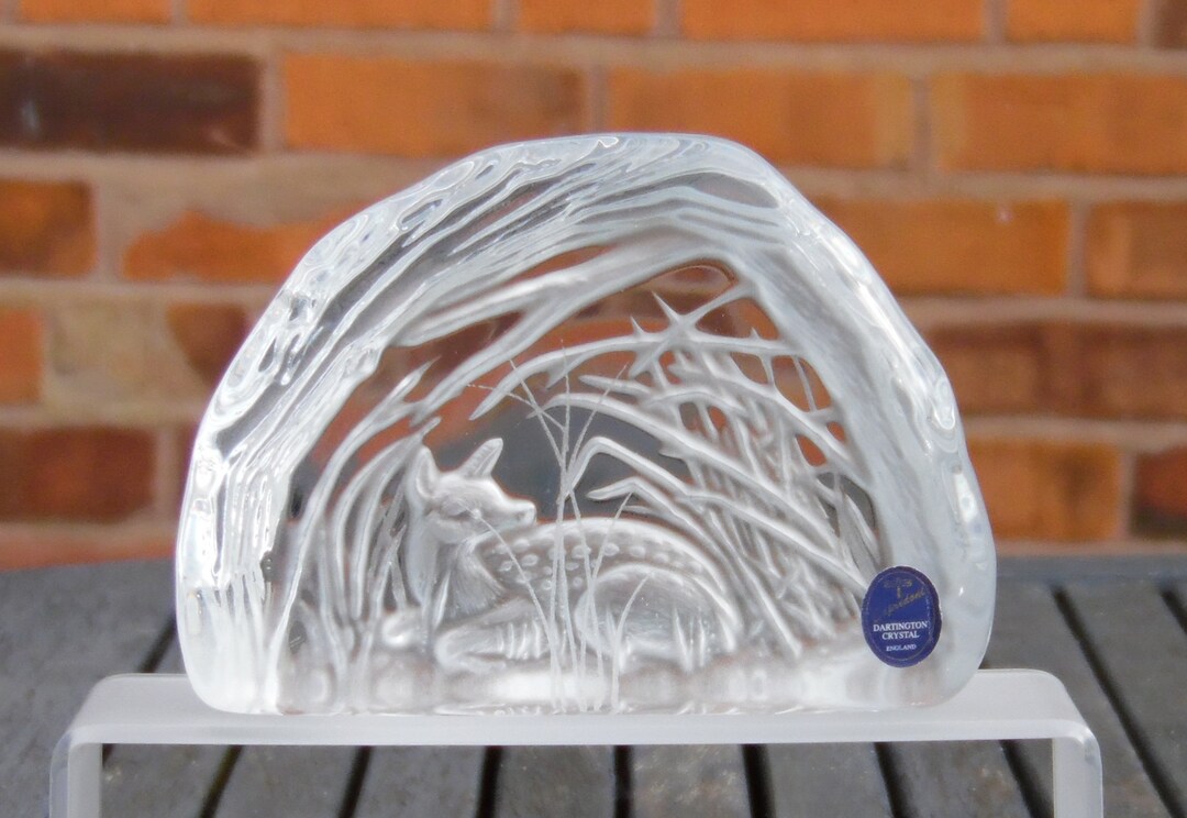 Vintage Signed Glass Capredoni Dartington Crystal Paperweight Fawn - Etsy