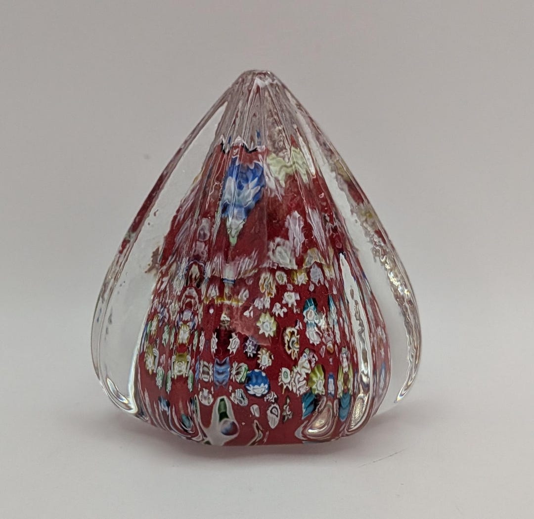 Vintage Collectable Rare Pyramid Shaped Millefiori Perthshire Red Glass ...
