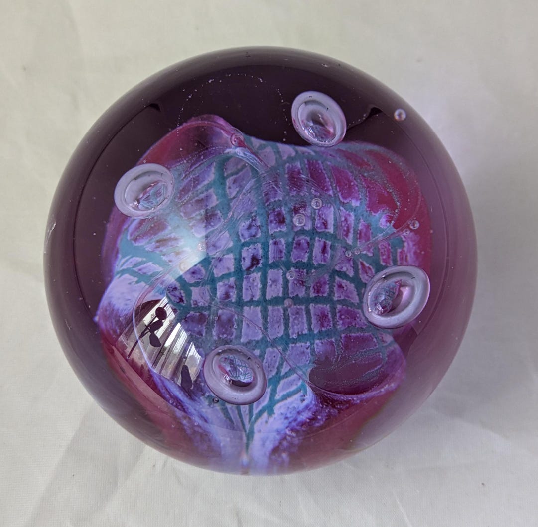 Vintage Caithness Collectable Glass Paperweight - Checkpoints - Signed ...