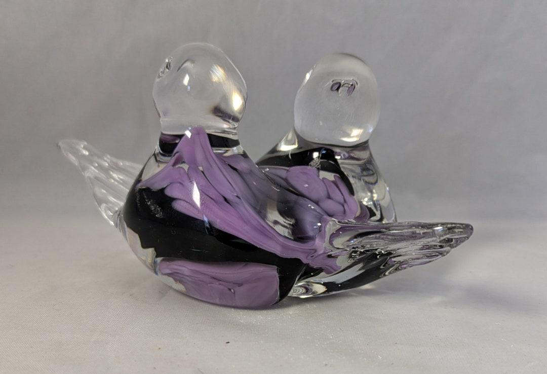 Vintage Collectable Signed Mtarfa Glass Lovebirds - Etsy