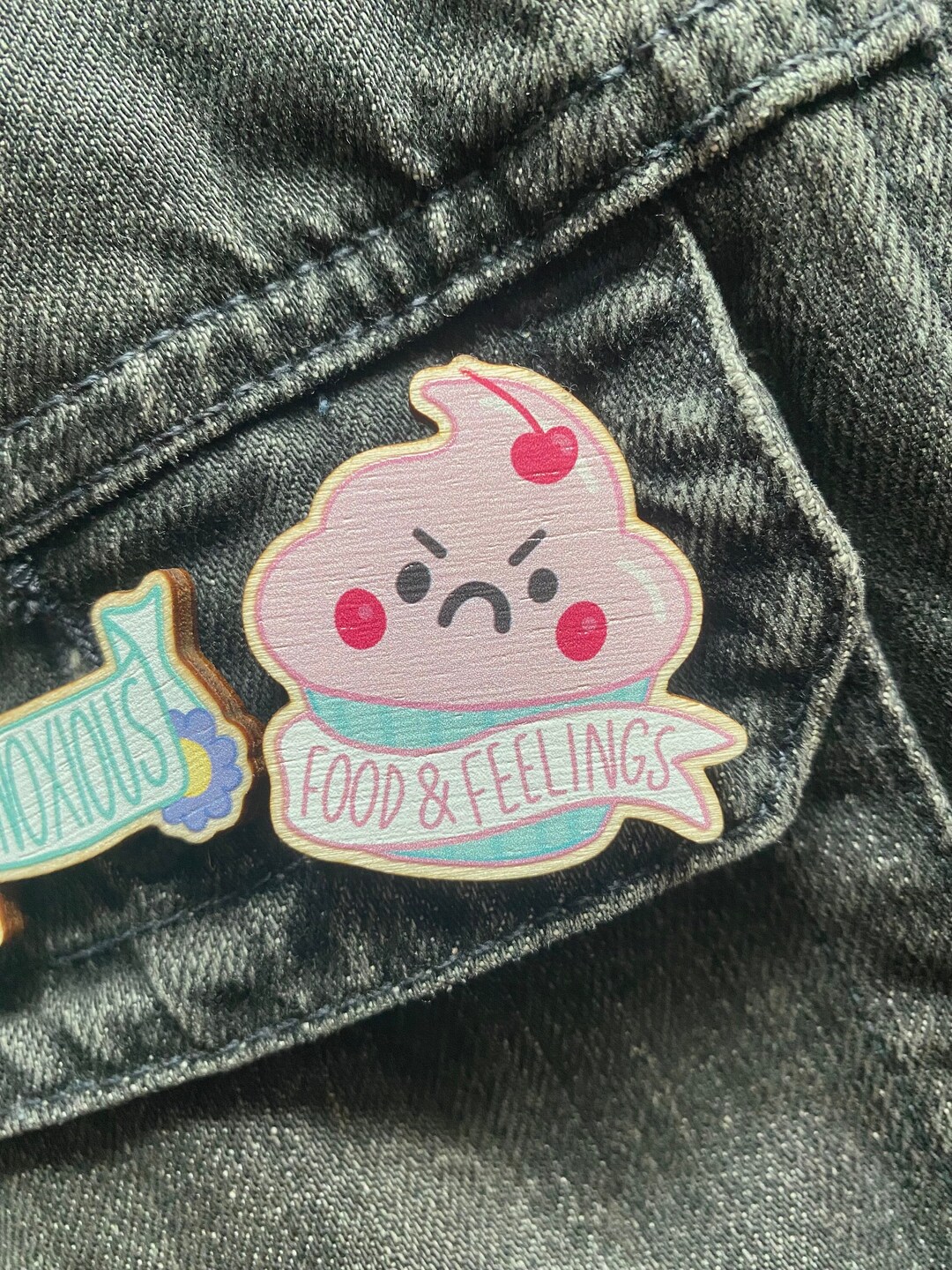 Food and Feelings, Cute Pin Badge, Cake Badge, Mental Health Pin, Self ...