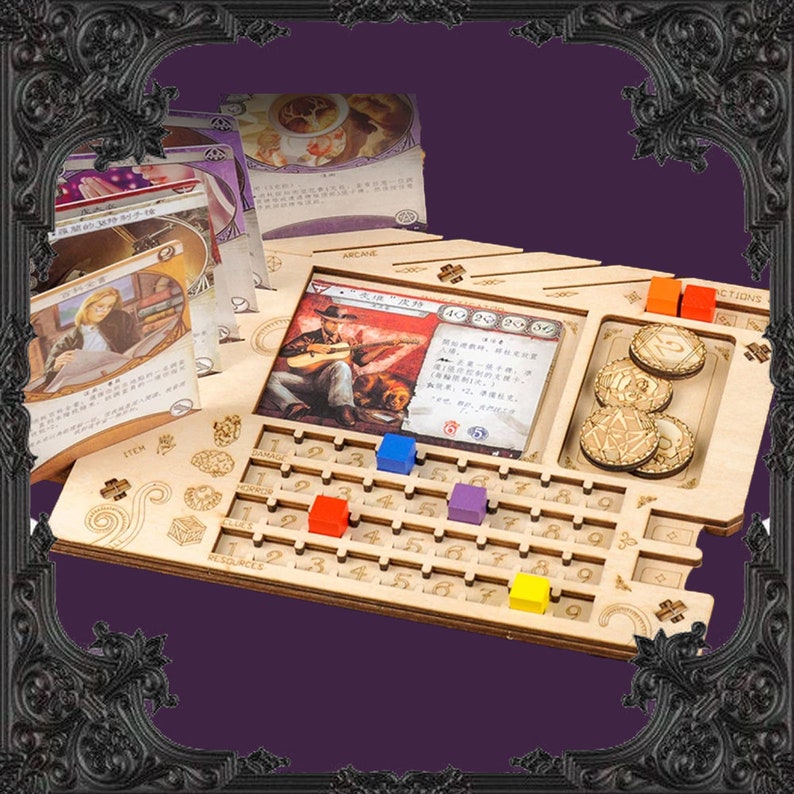 Arkham Horror LCG Player Dashboard, Wooden Organizer for Cards & Tokens ...