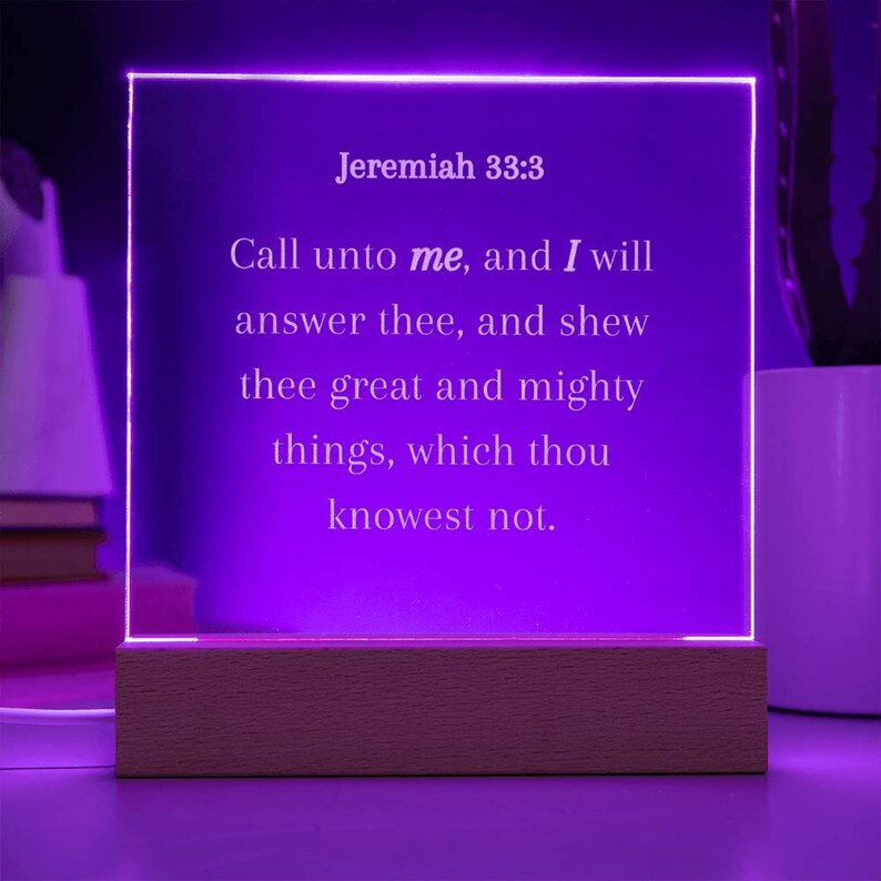 Bible Verse Engraved Acrylic Plaque Perfect Religious Gift & LED Night ...