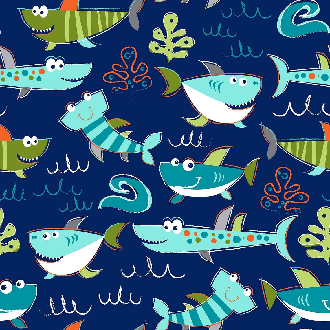 Sharkies Digital Cuddle® Sea by Shannon Fabrics 60 favorite for a ...