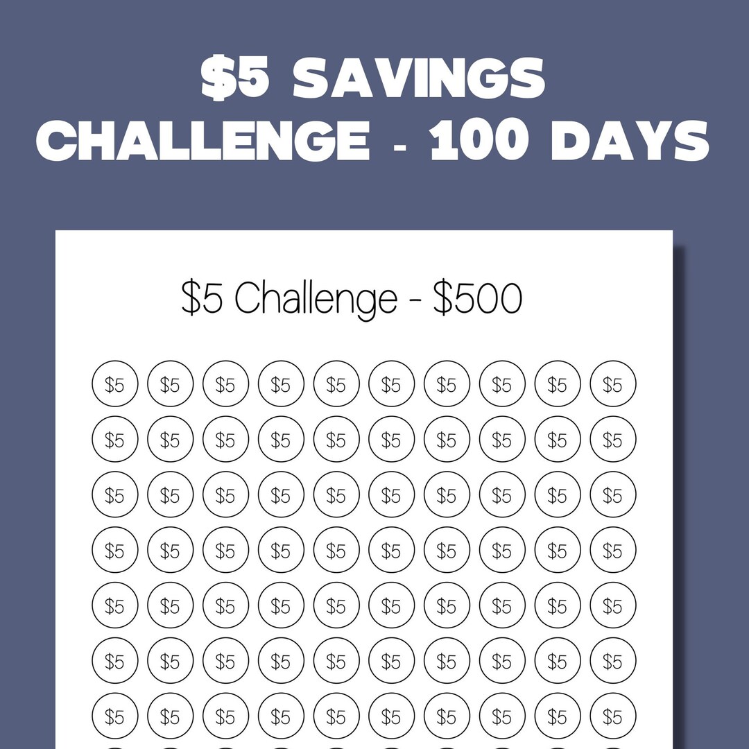 5 Dollar Challenge, Savings Challenge, Savings Tracker, Saving ...