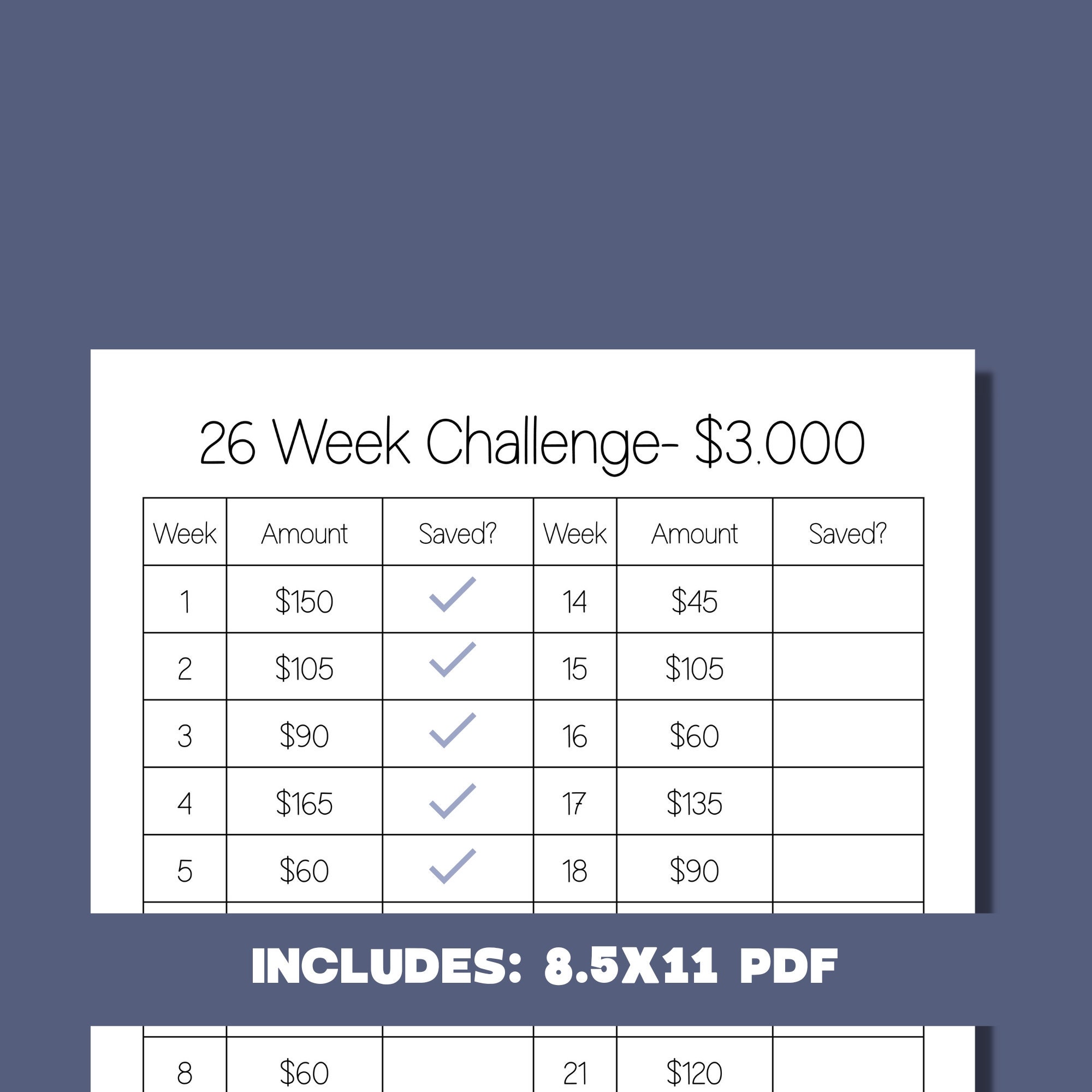 26 Week Challenge Bundle, Savings Tracker, Savings Challenge, 26 Week ...