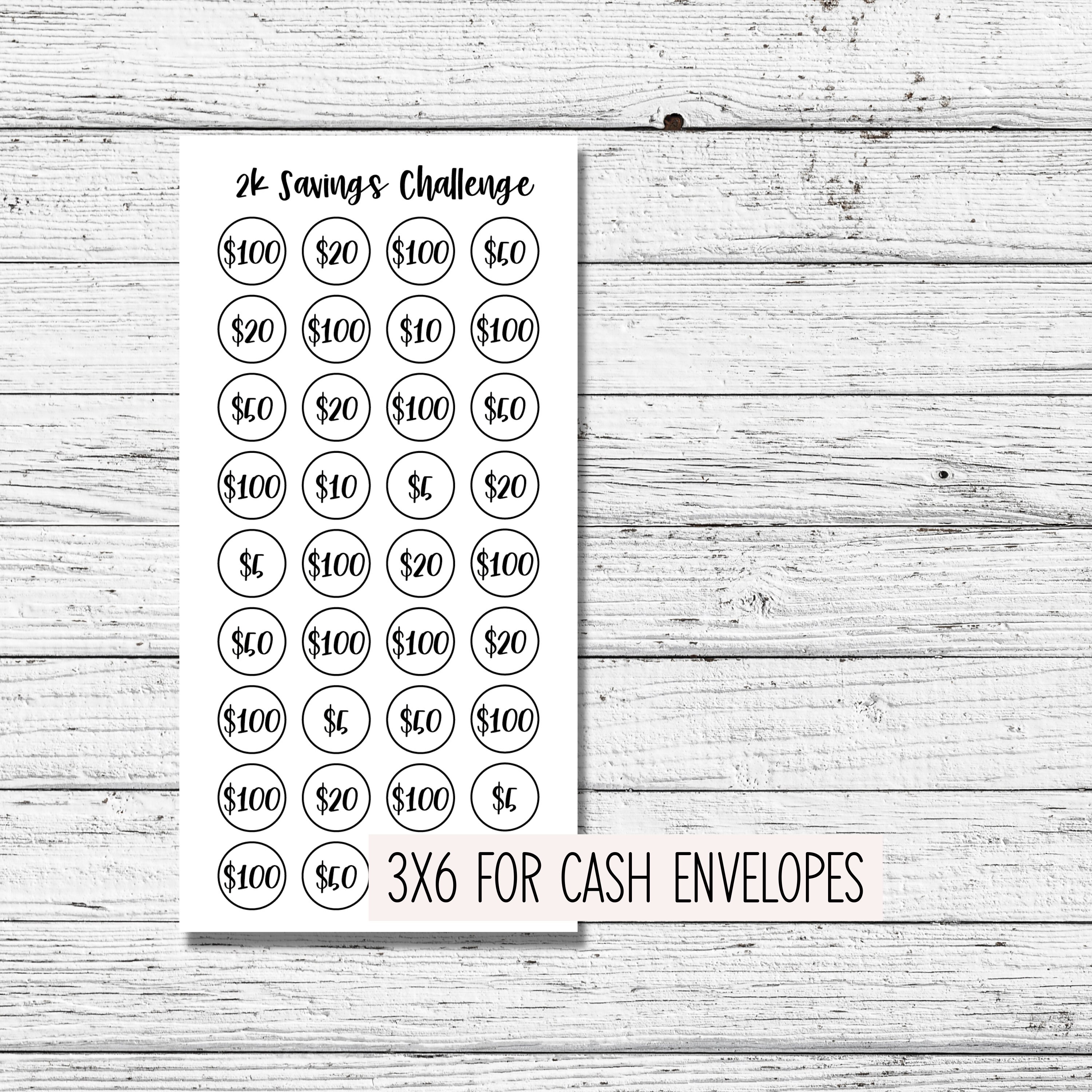 2k Saving Challenge 2k Savings Challenge Envelope 2000 - Etsy Canada