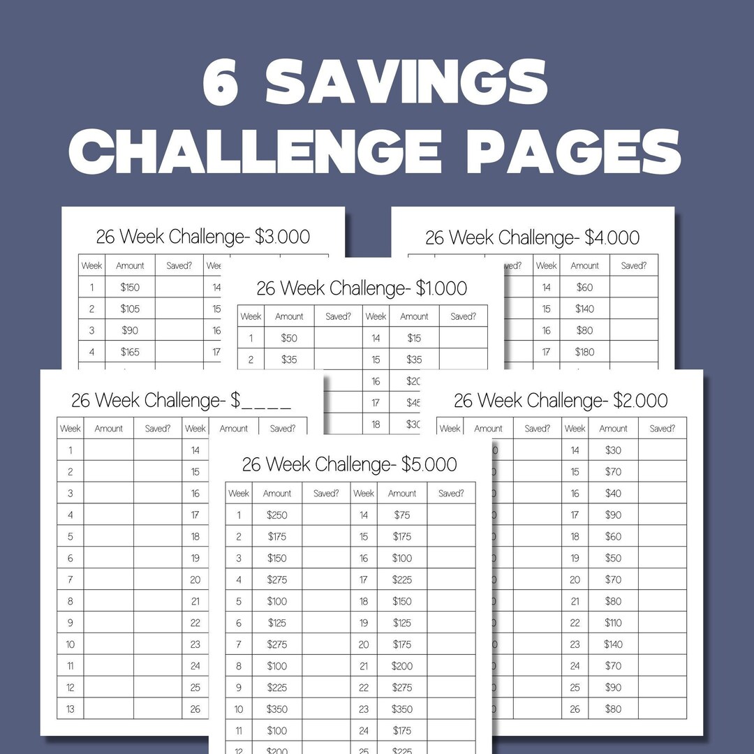26 Week Challenge Bundle, Savings Tracker, Savings Challenge, 26 Week ...