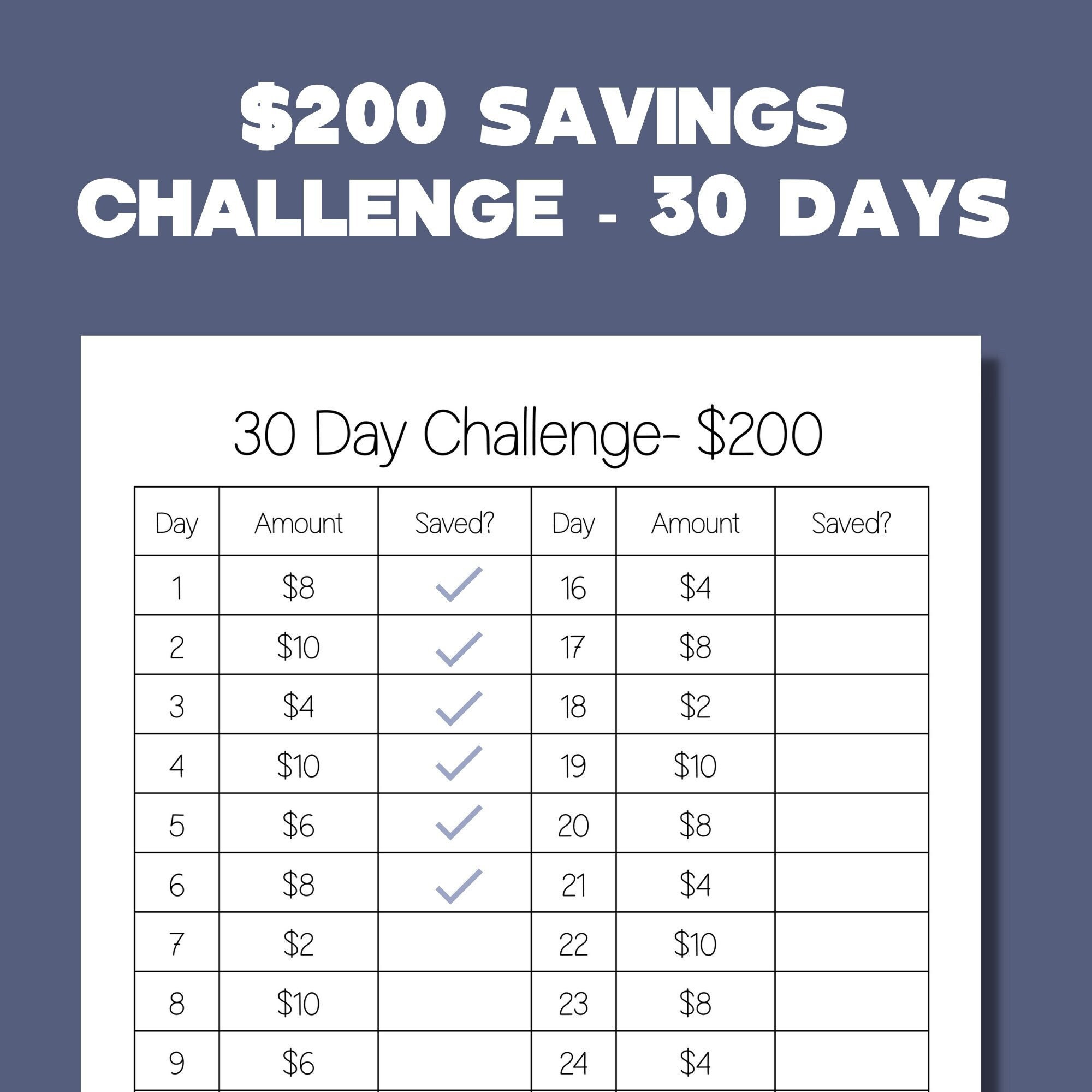 30 Day Saving Challenge, 30 Day Savings Challenge, 30 Days Challenge ...
