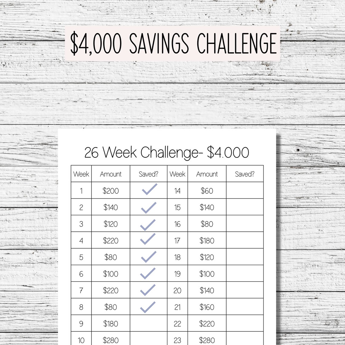 26 Week Savings Challenge, 26 Week Savings, 26 Week Challenge, 4k ...