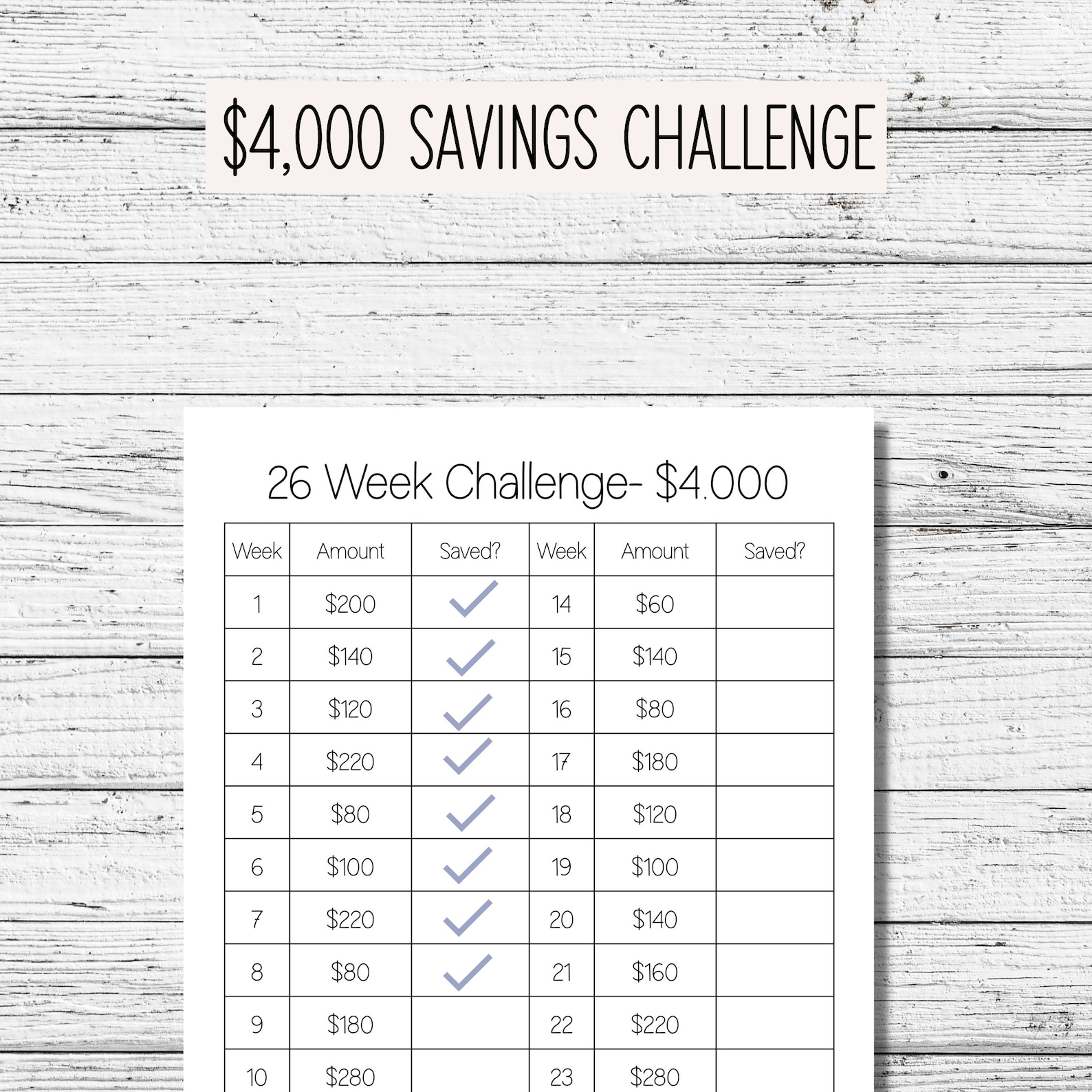 26 Week Savings Challenge, 26 Week Savings, 26 Week Challenge, 4k ...