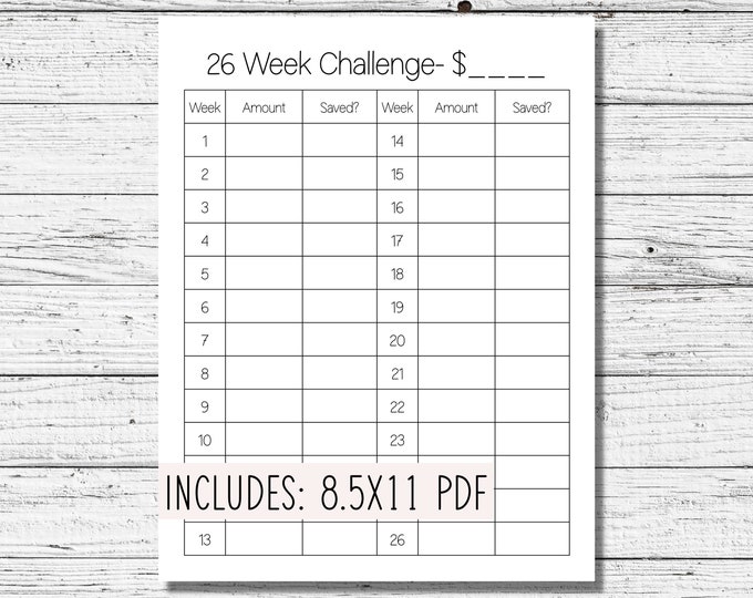 Alphabet Savings Challenge Printable PDF, 26 Weeks Savings Challenges ...