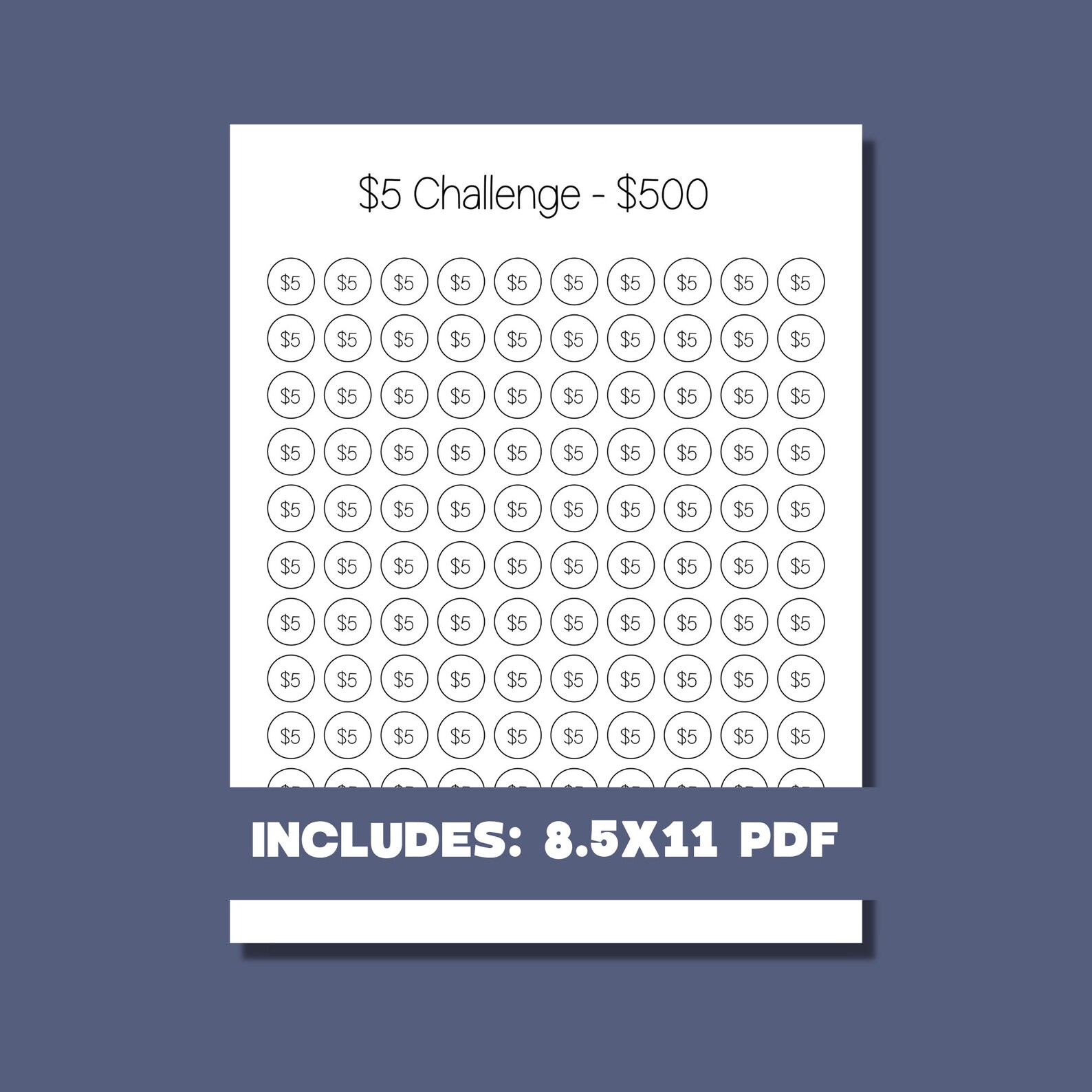 5 Dollar Challenge, Savings Challenge, Savings Tracker, Saving ...