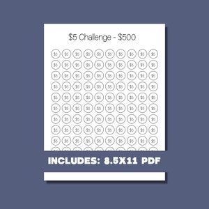 5 Dollar Challenge, Savings Challenge, Savings Tracker, Saving ...