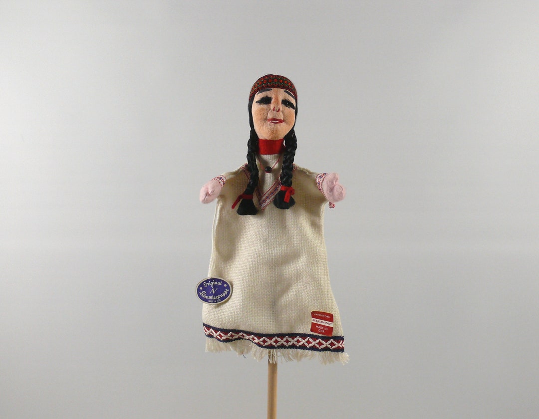 Original Dresden Artist Doll / Hand Puppet - Native American Woman ...