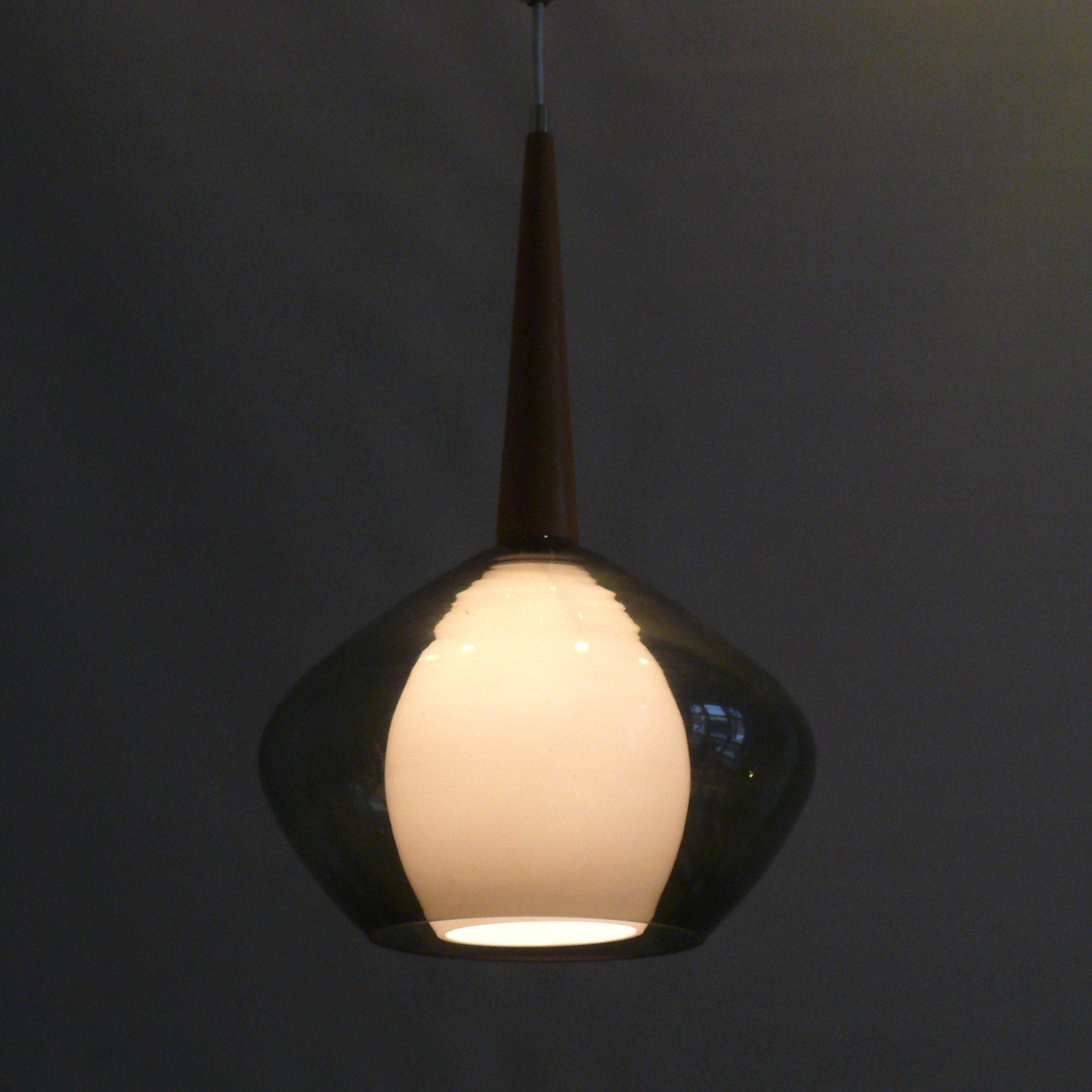 Glass pee lamp in onion shape with double glass shade from the 1960s ...