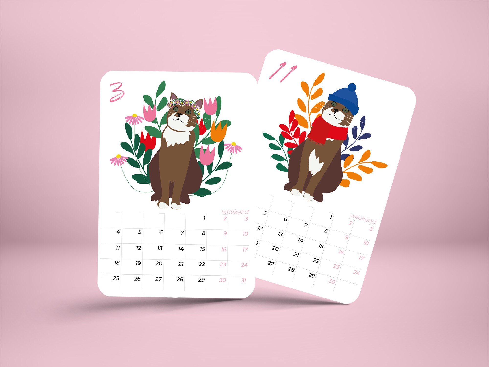 Custom a Calendar With Illustration of YOUR Pet Animal - Etsy